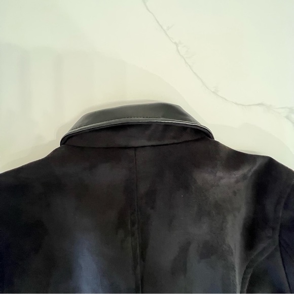 Jackets & Coats | Nwt G A Milano Black Suede Faux Leather Trim Jacket ...
